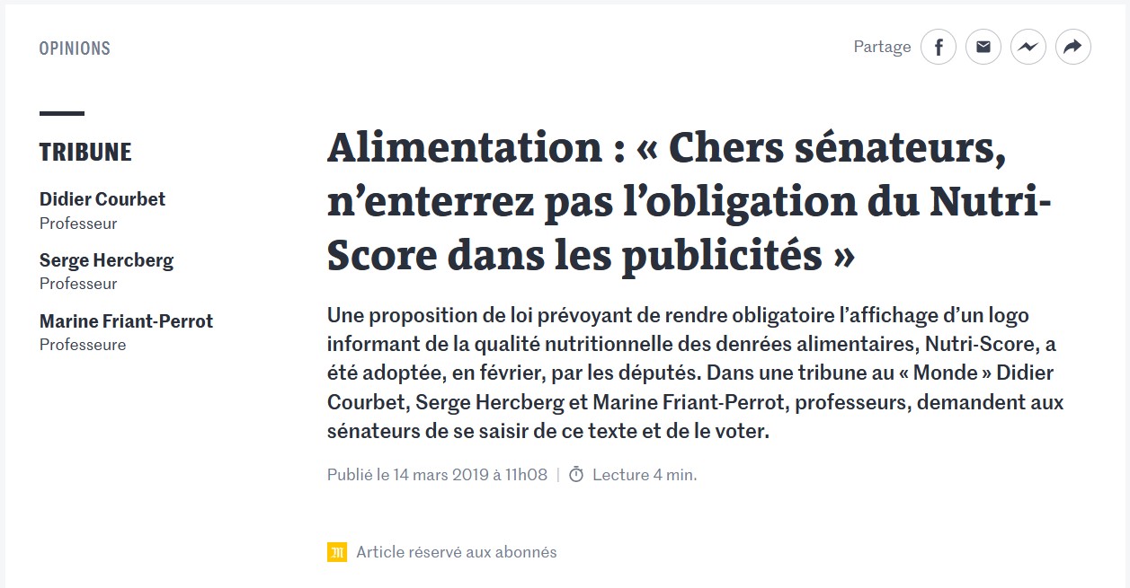 Tribune de Didier COURBET dans Le Monde